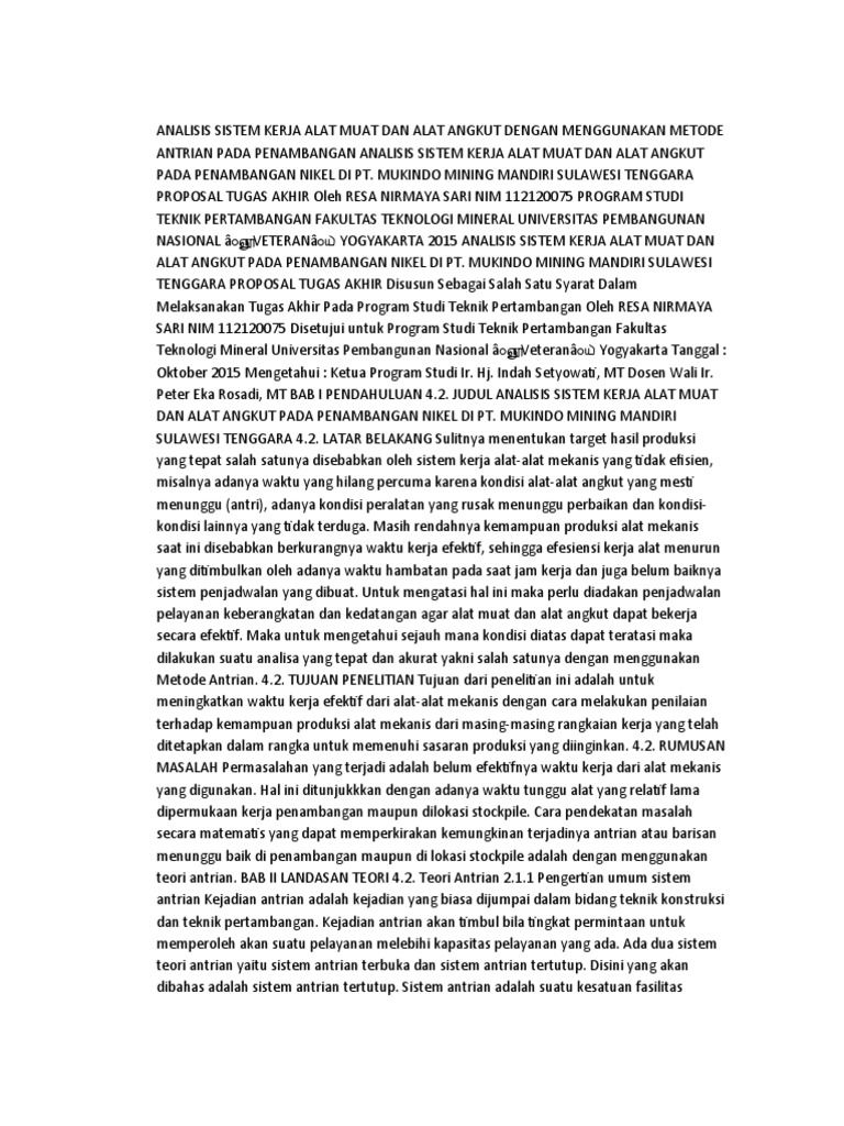Analisis Sistem Kerja Alat Muat Dan Alat Angkut Dengan Menggunakan ...