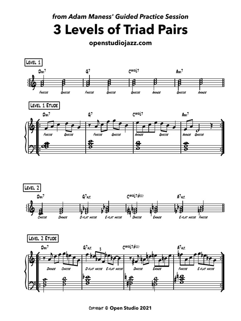 3 Levels of Triad Pairs Practice Guide | PDF | Musical Keys | Compositions