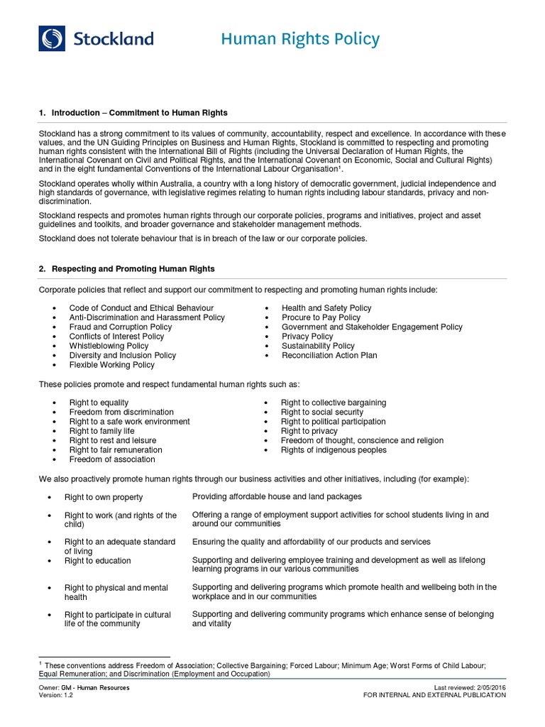 Human Rights Policy 2016 | Download Free PDF | Human Rights | Rights