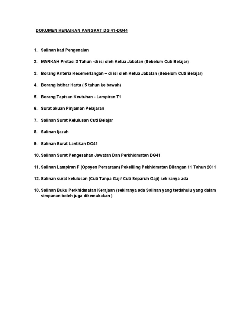 Dokumen Kenaikan Pangkat Dg41-Dg44 | PDF