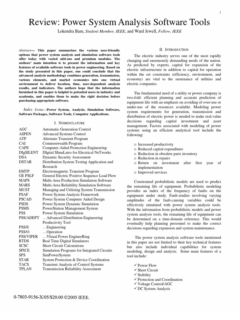 Review: Power System Analysis Software Tools | PDF | Spice | Electric ...