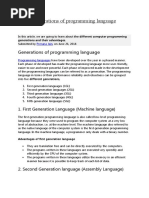 Generations of Programming Languages | PDF