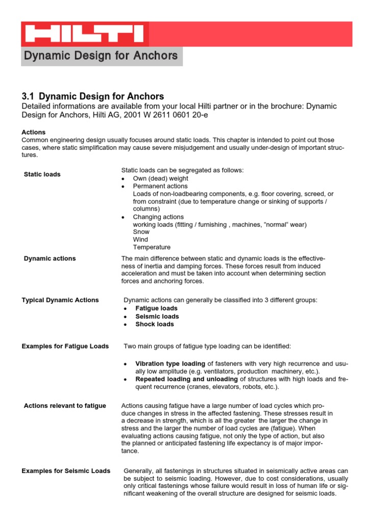 Dynamic Design For Anchors | PDF | Structural Load | Strength Of Materials