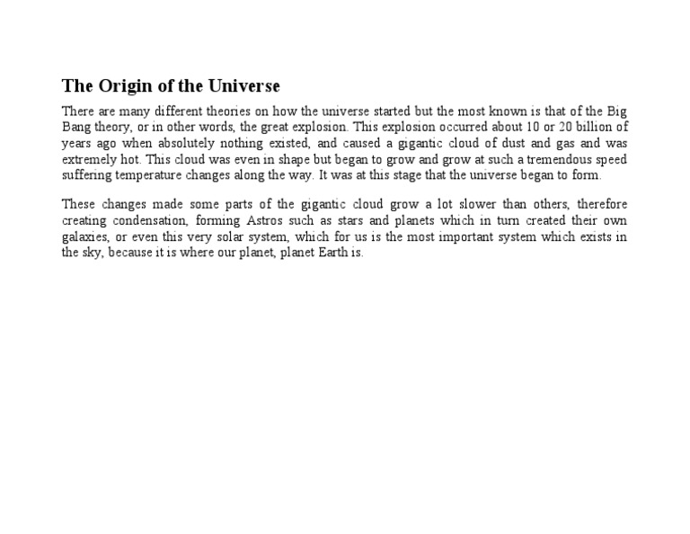Big Bang Theory: Universe's Origin Explained | PDF