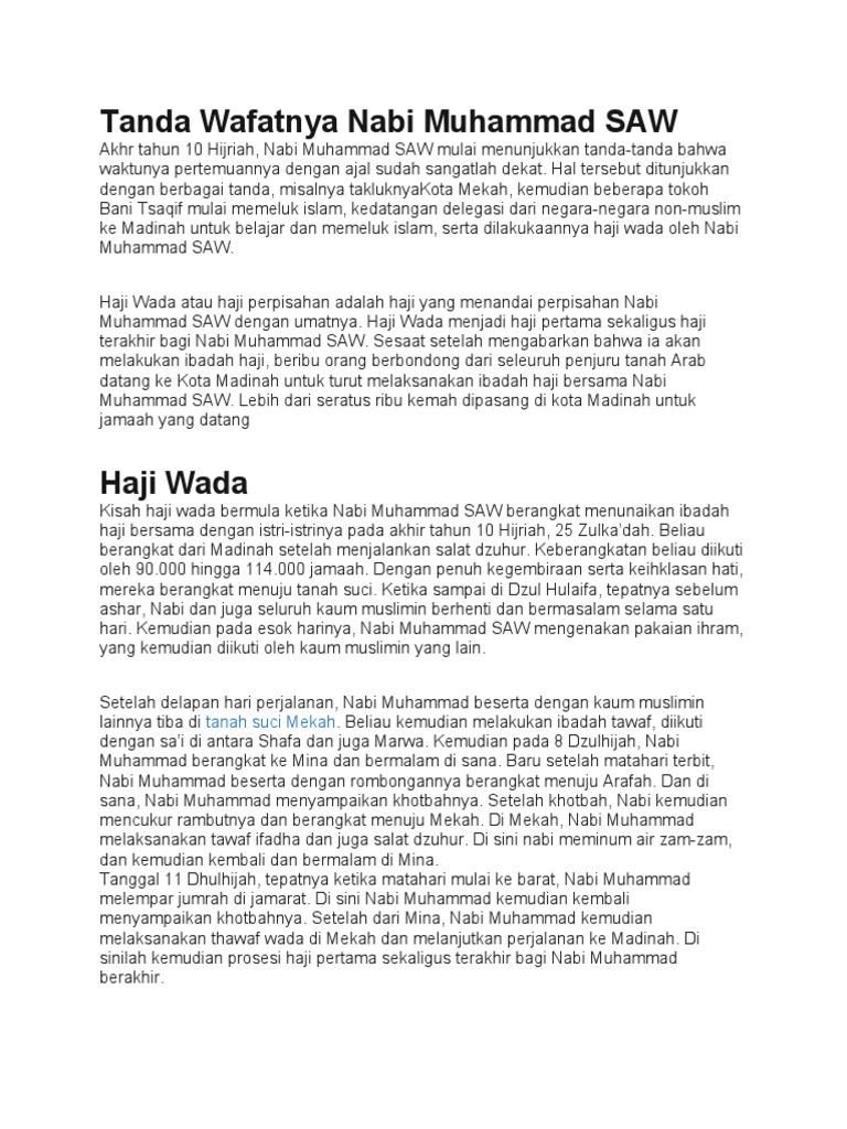 Haji Wada: Perpisahan Nabi Muhammad | PDF