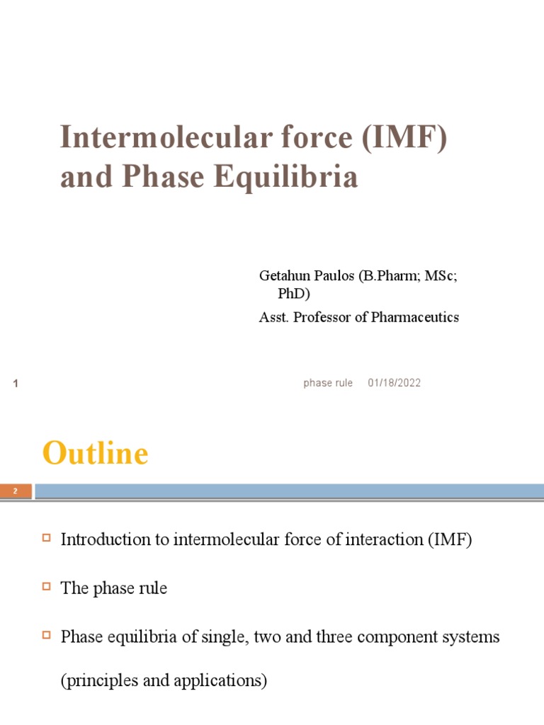 Intermolcular Force and Phase Equilibria | PDF | Intermolecular Force ...