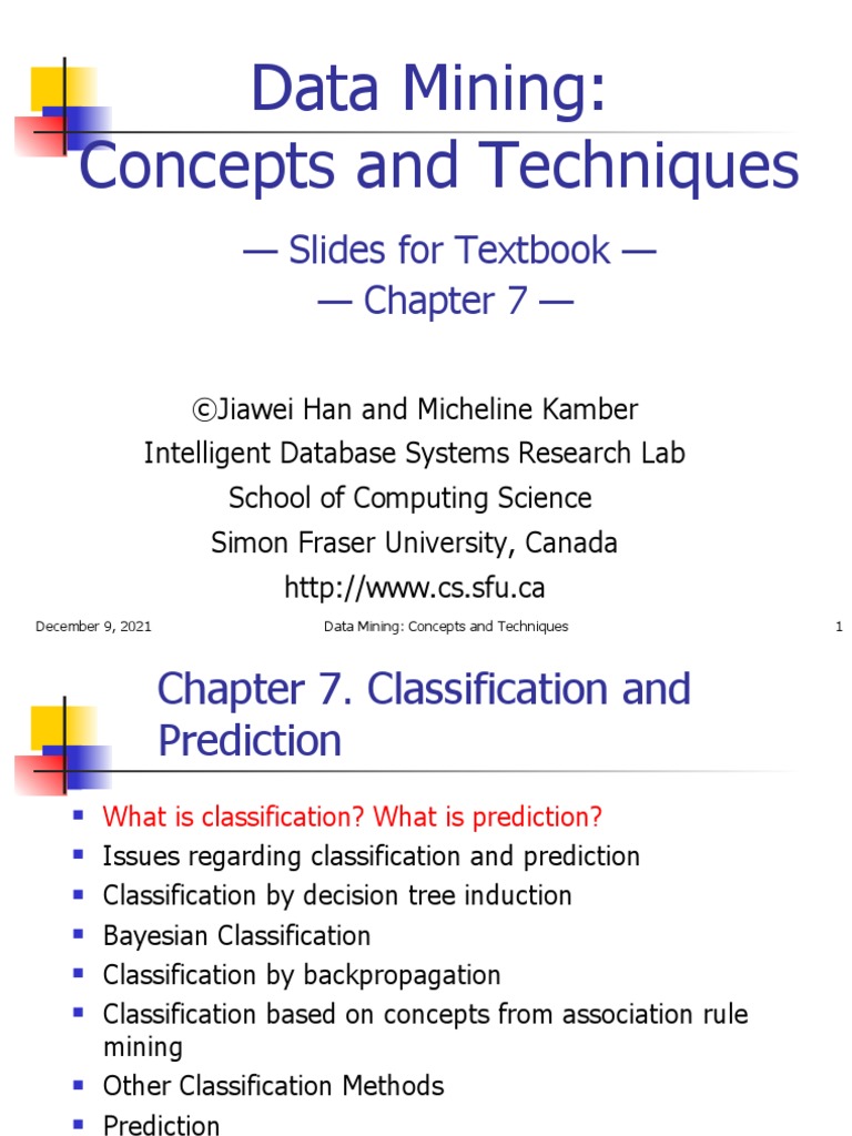 Data Mining: Concepts and Techniques: - Slides For Textbook - Chapter 7 | PDF | Statistical ...