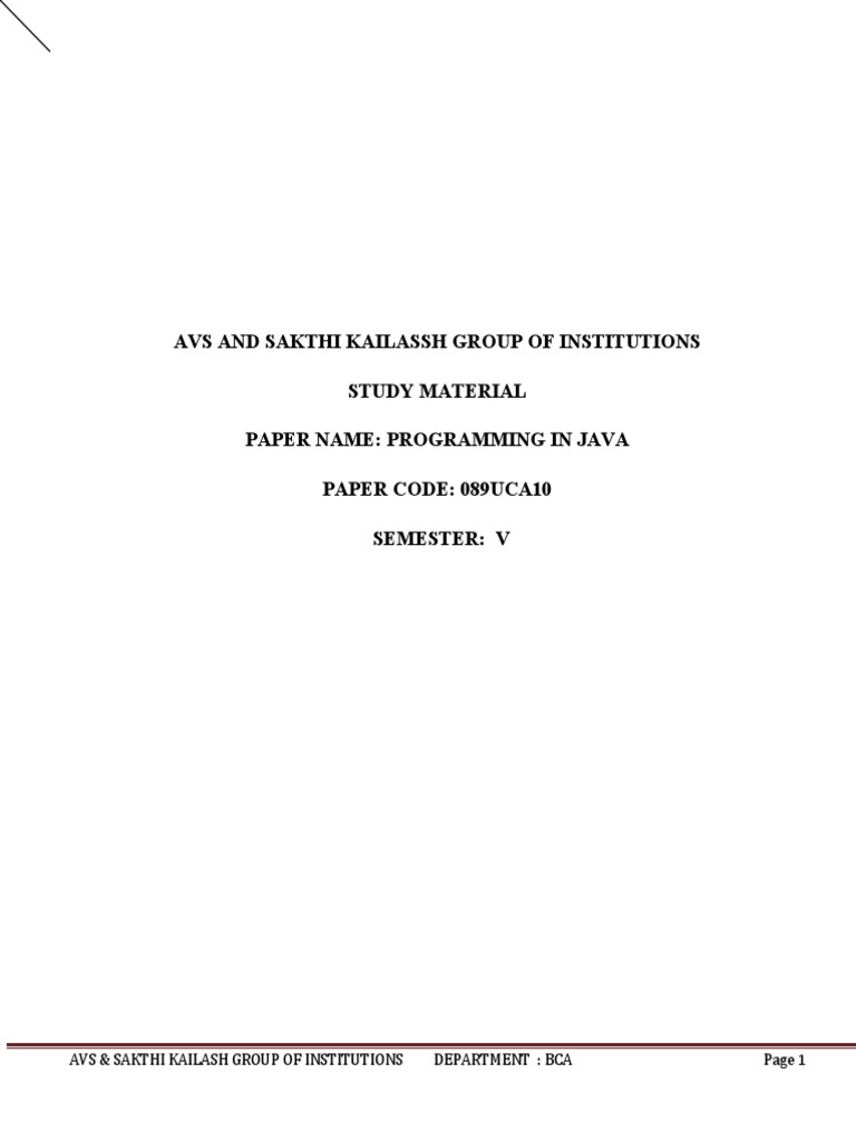 Programming in Java | PDF | Java (Programming Language) | Control Flow