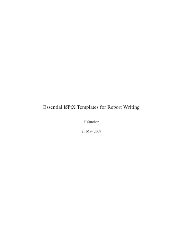 Essential L TEX Templates For Report Writing | PDF | Teaching ...