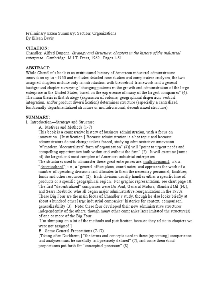 Chandler - Strategy and Structure Summ1 | Download Free PDF ...