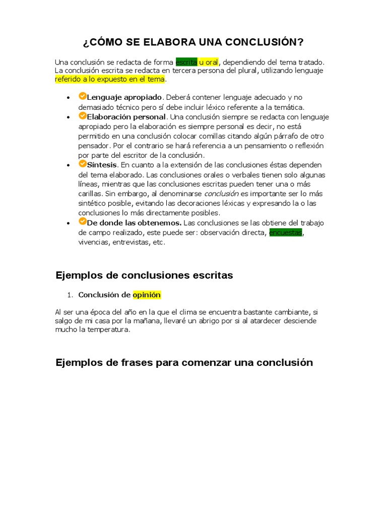 Cómo Se Elabora Las Conclusiones y Recomendaciones | PDF | Marketing ...