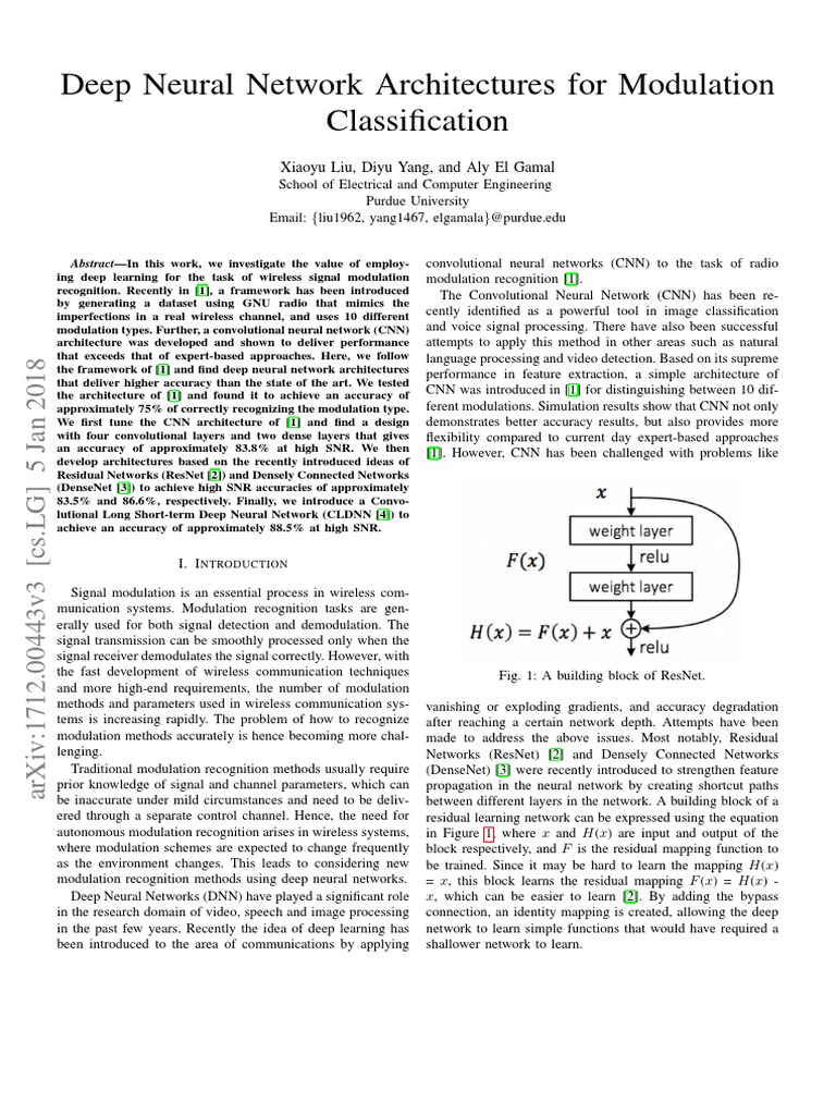 Deep Neural Network Architectures For ModulationClassification | PDF ...