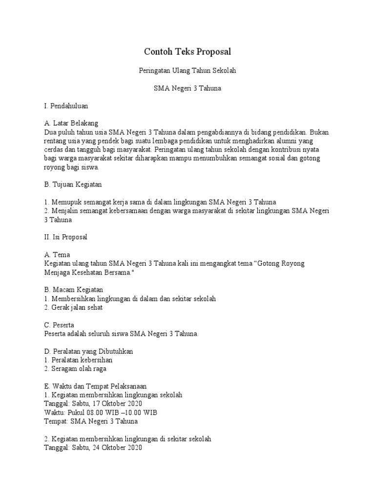 Contoh Teks Proposal | PDF