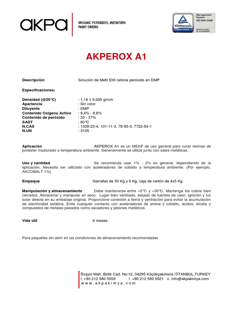 AKPEROX - A1 - TDS Traducida | PDF
