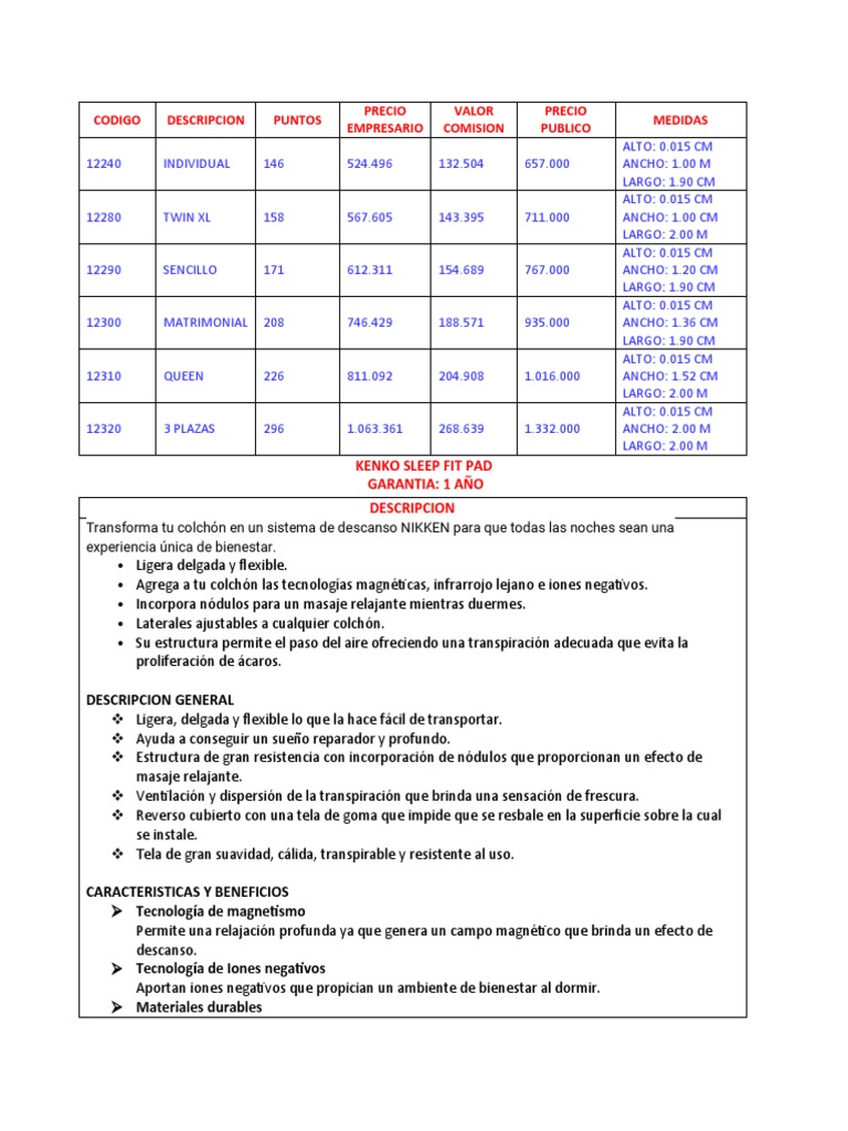 2-Kenko Sleep Fit Pad | PDF | Colchón