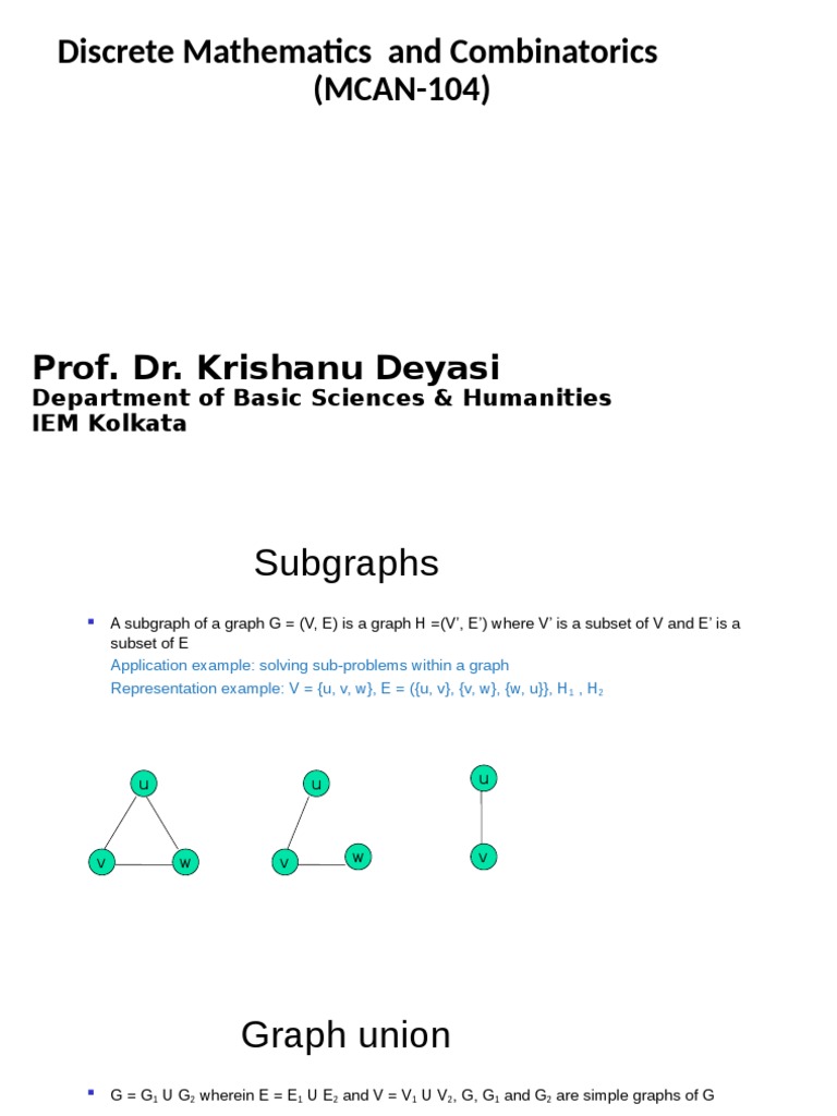 Subgraphs and Graph Representations | PDF | Vertex (Graph Theory ...