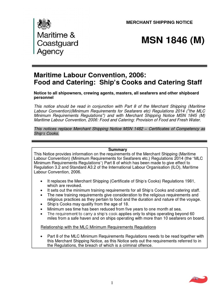 MSN 1846 MLC Ships Cooks | PDF | Cooking | Risk