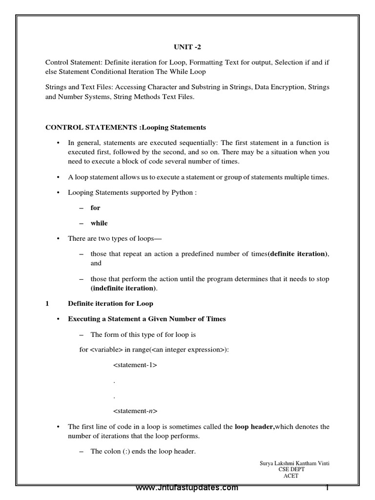 Python R20 - Unit-2 | PDF | Encryption | Control Flow