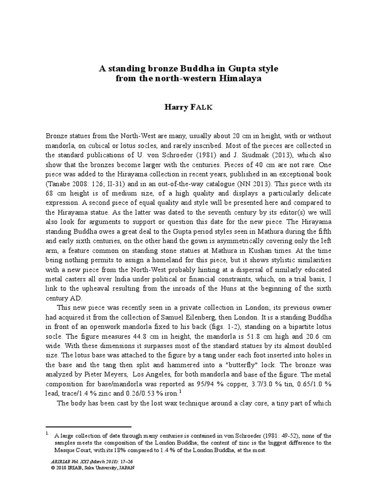 A Standing Bronze Buddha in Gupta Style | PDF | Mahayana