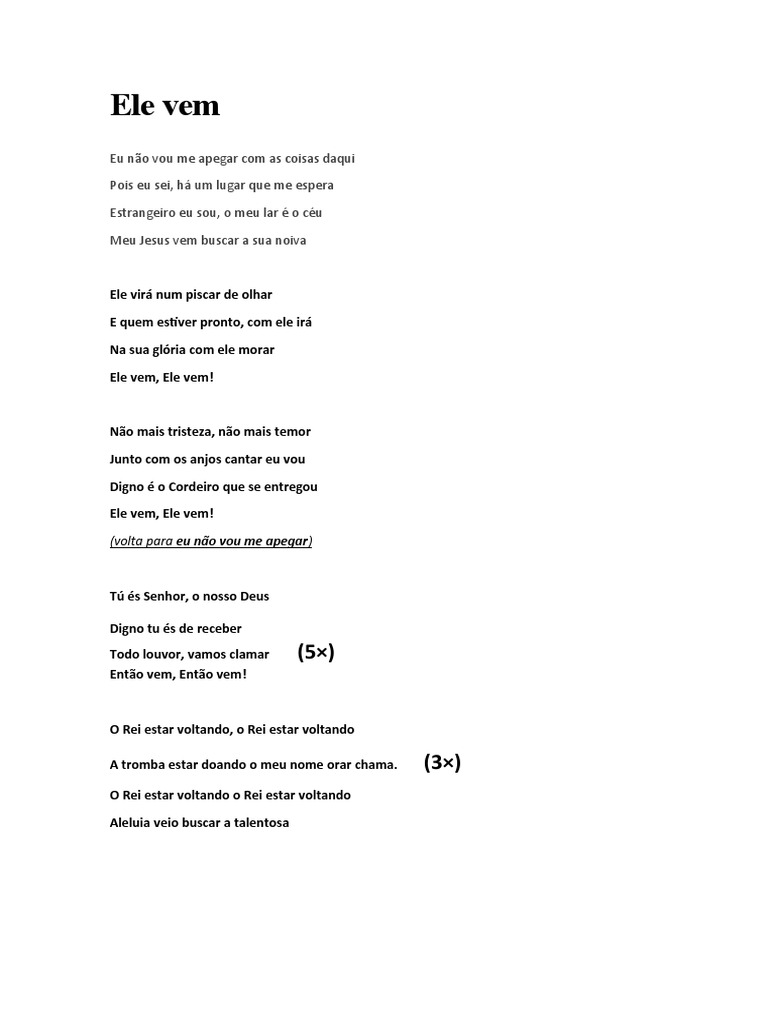 Letra Ele Vem | PDF