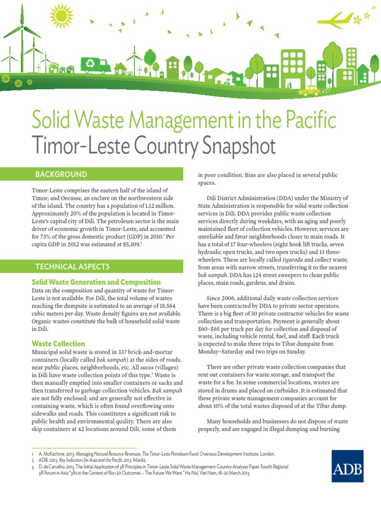 Solid Waste Management Timor Leste Pdf Landfill Waste Management
