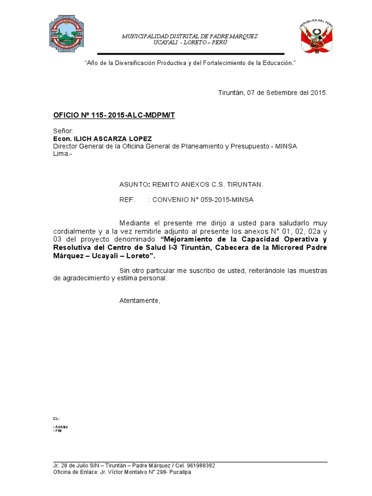 Oficio #115 - Minsa | PDF