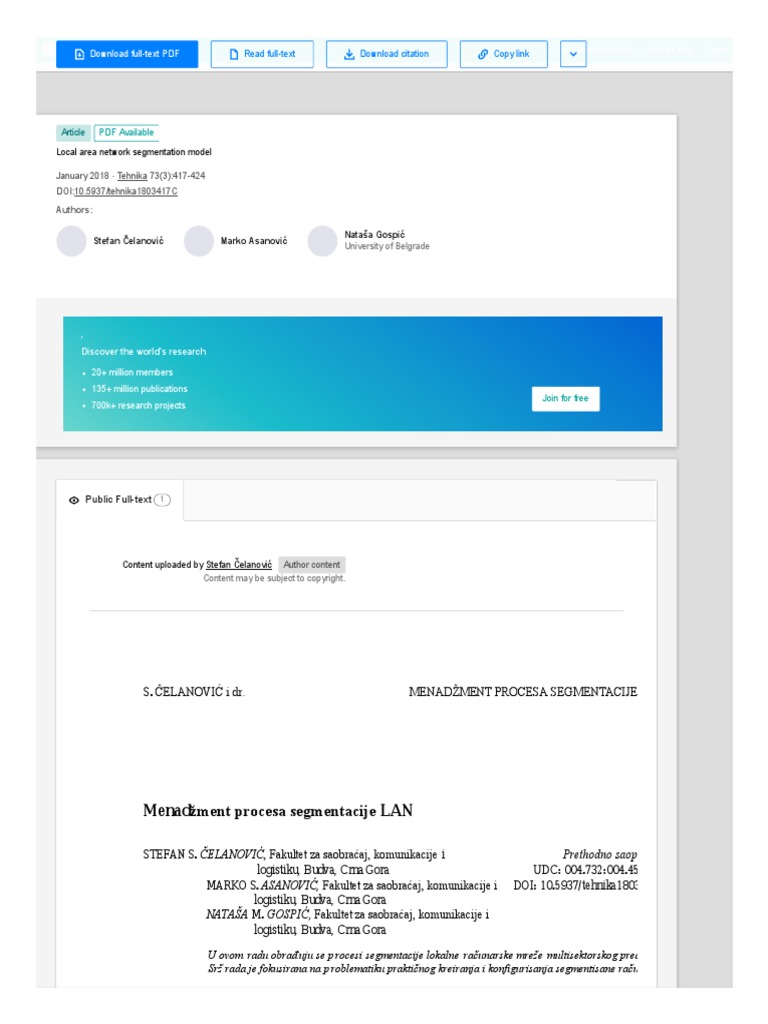 (PDF) Local Area Network Segmentation Model | PDF | Computer Network | Data Transmission