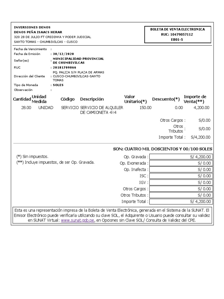 Boleta de Venta Electronica - Impresion5 | PDF