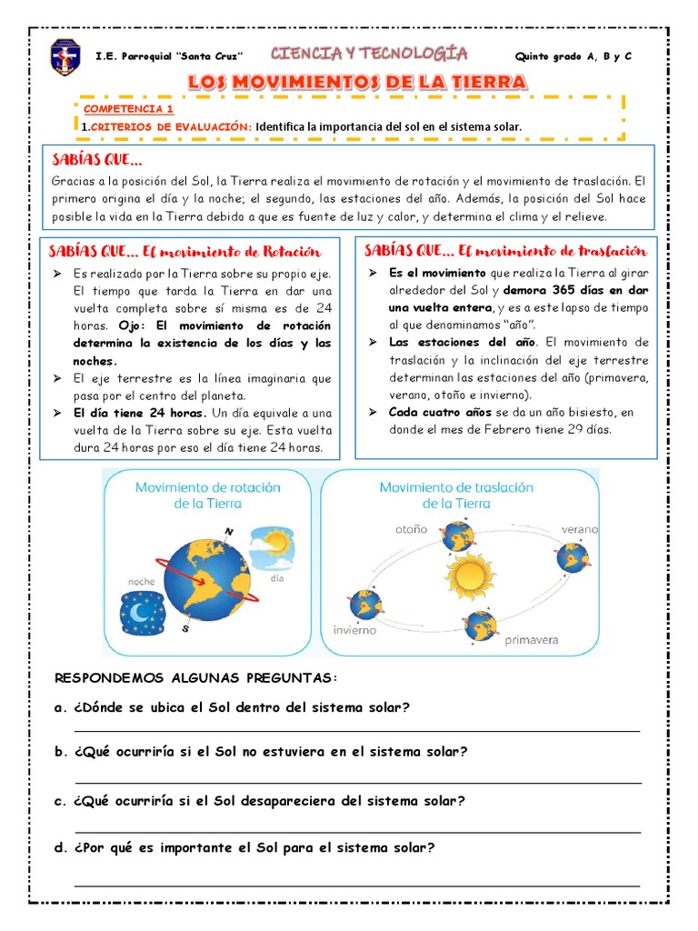 Los Movimientos de La Tierra | PDF | Tierra | Sistema solar