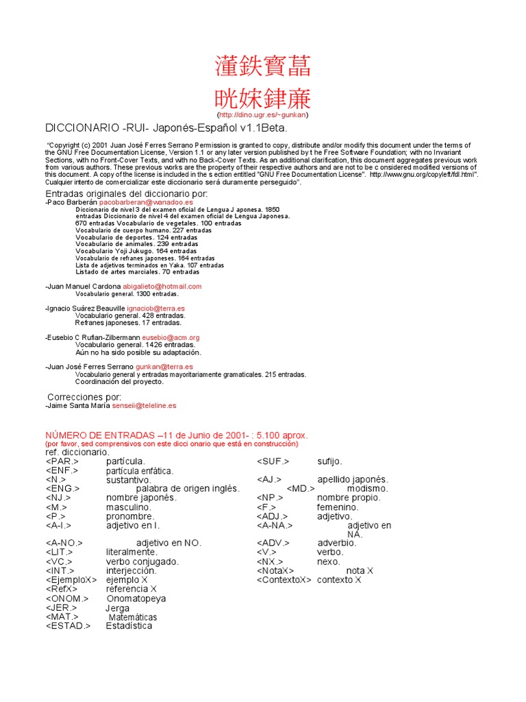 Diccionario Japones Espanol | PDF | Lingüística