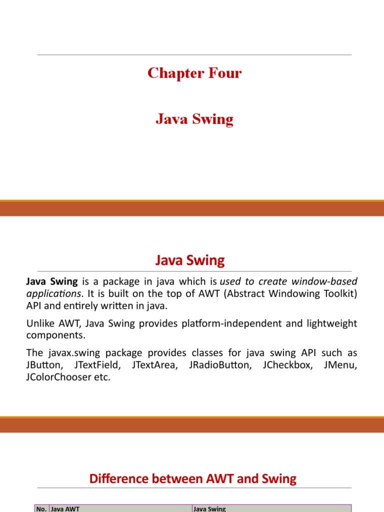 Chapter Four Java Swing | PDF | Software | Computer Libraries