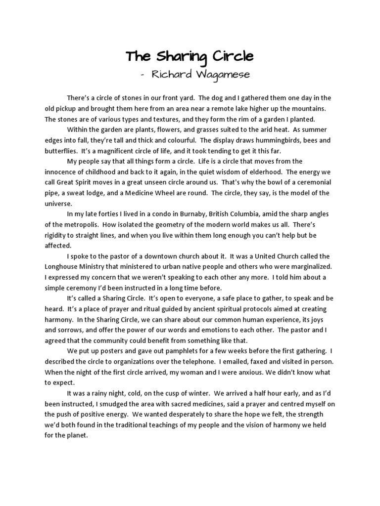 The Sharing Circle: - Richard Wagamese | PDF | Prayer