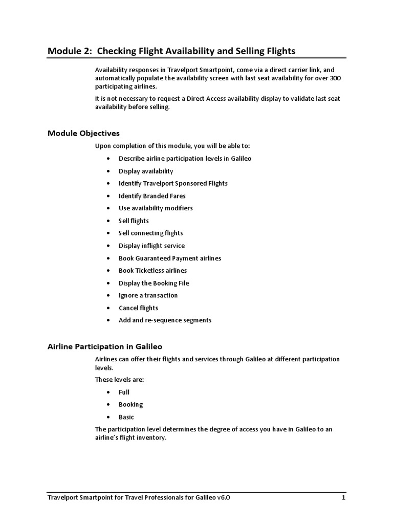 Module 2: Checking Flight Availability and Selling Flights | PDF ...