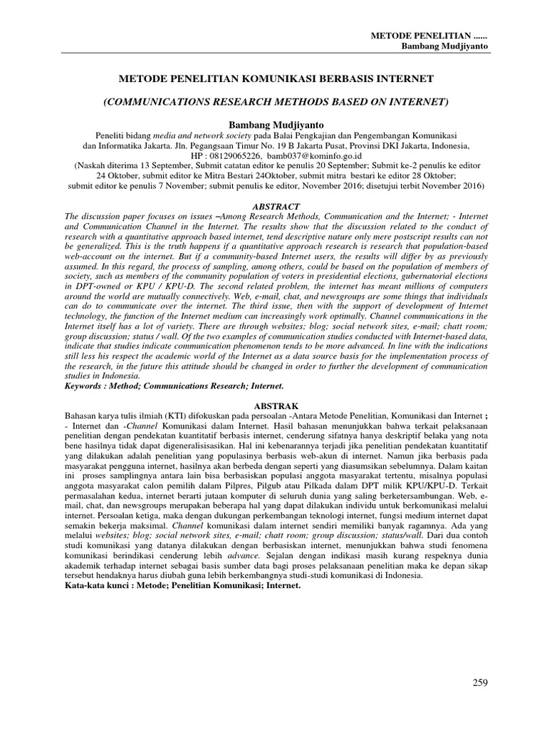 Metode Penelitian Komunikasi Berbasis Internet | PDF | Communication ...