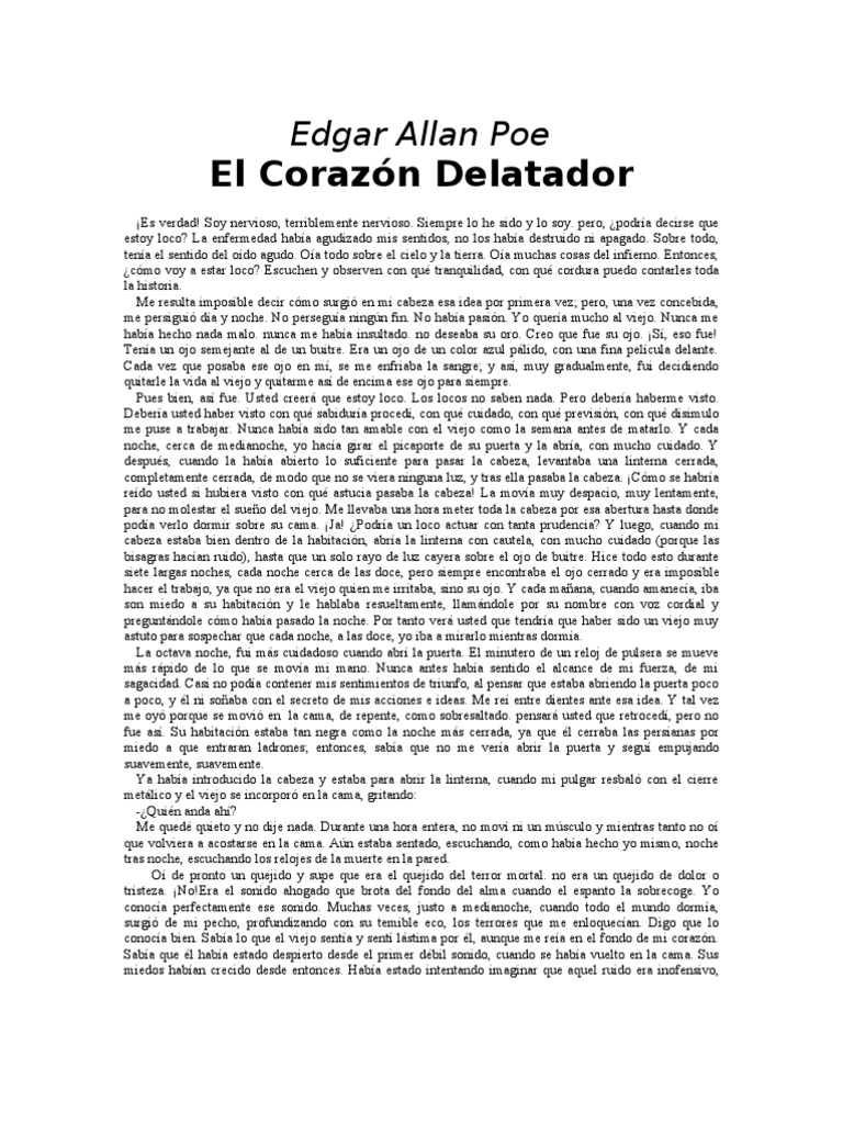 Poe, Edgar Allan - El Corazon Delator | PDF | Novela negra, policíaca y ...