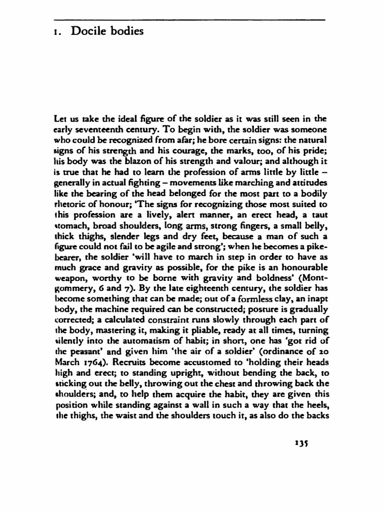 Michel Foucault - Docile Bodies - in Discipline & Punish - The Birth of ...