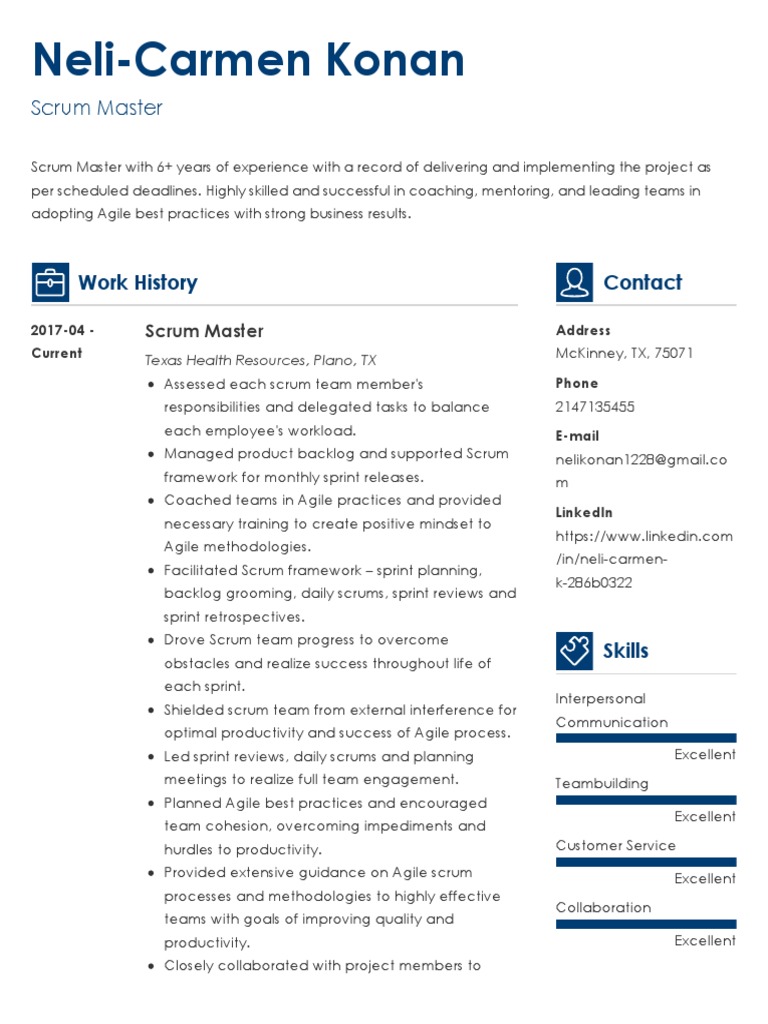 Dice Resume CV NELICARMEN KONAN | PDF | Scrum (Software Development ...