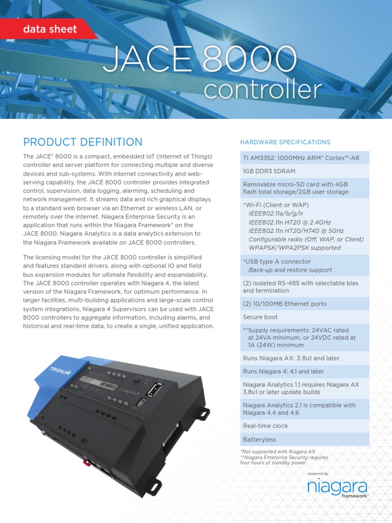 JACE 8000 Data Sheet - TRIDIUM - FINAL | Download Free PDF | Wi Fi ...