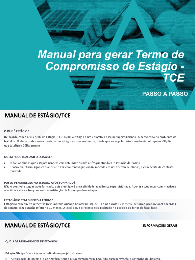 Manual TCE - Passo A Passo - Aluno | PDF | Estágio | Procura de Emprego