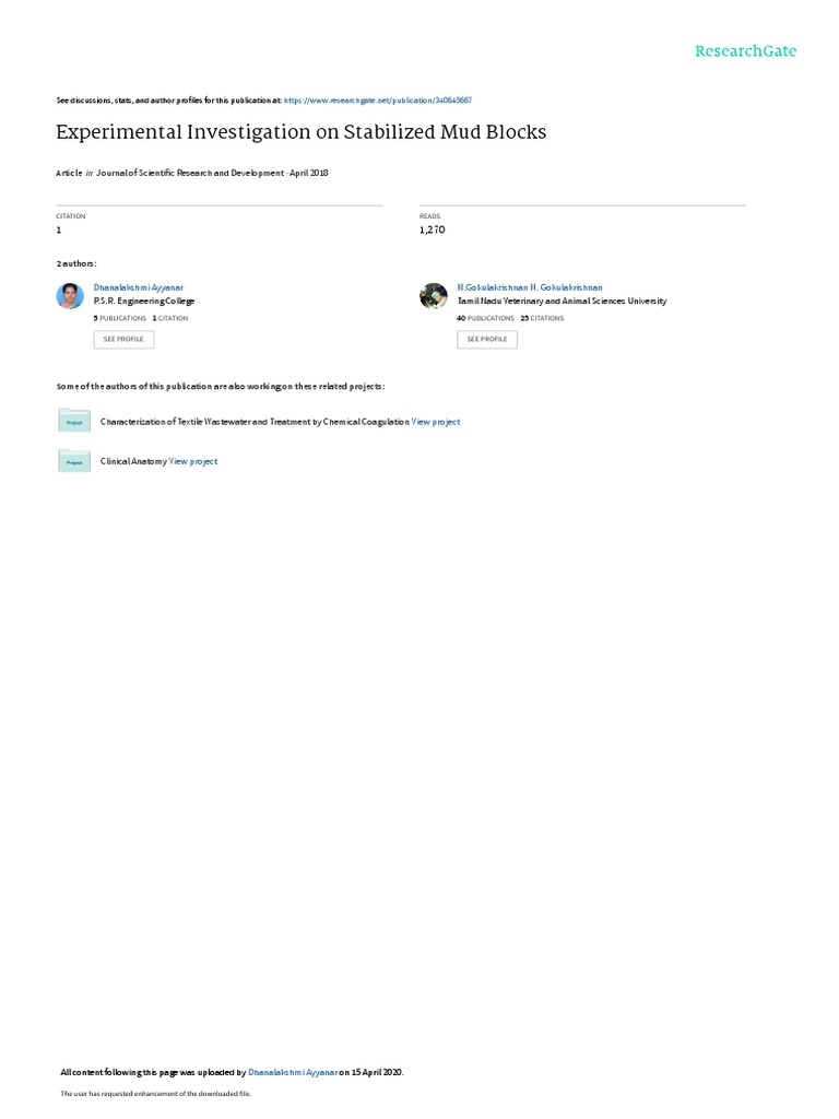 Stabilized Mud Blocks | PDF | Mortar (Masonry) | Cement