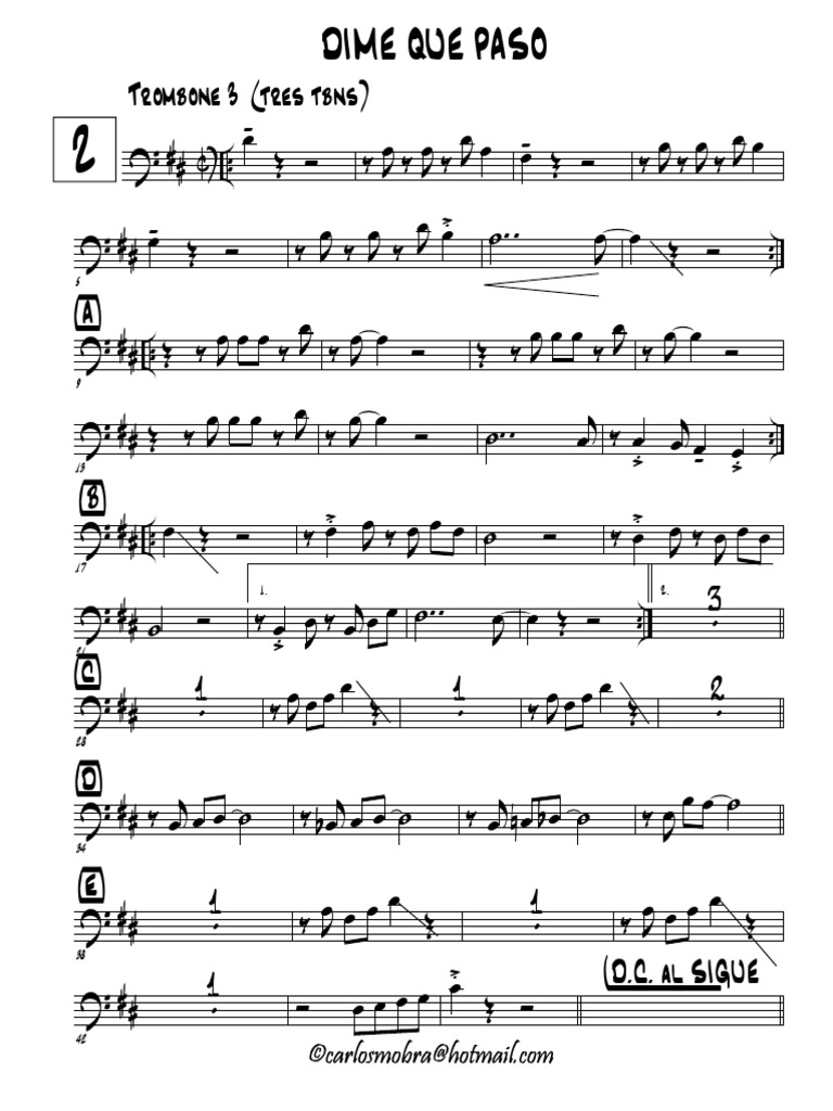 DIME QUE PASO (Carlos Mora) - Trombone 3.mus | PDF | Paléographie ...