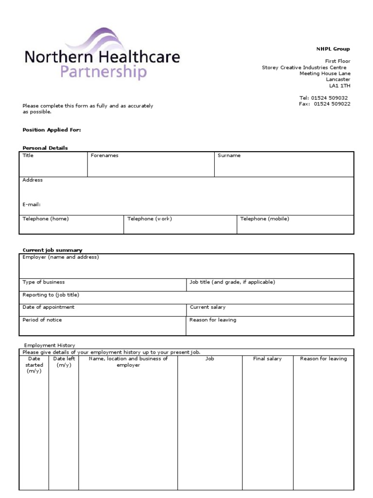 Cleaner Application Form Form | PDF | Employment | Business