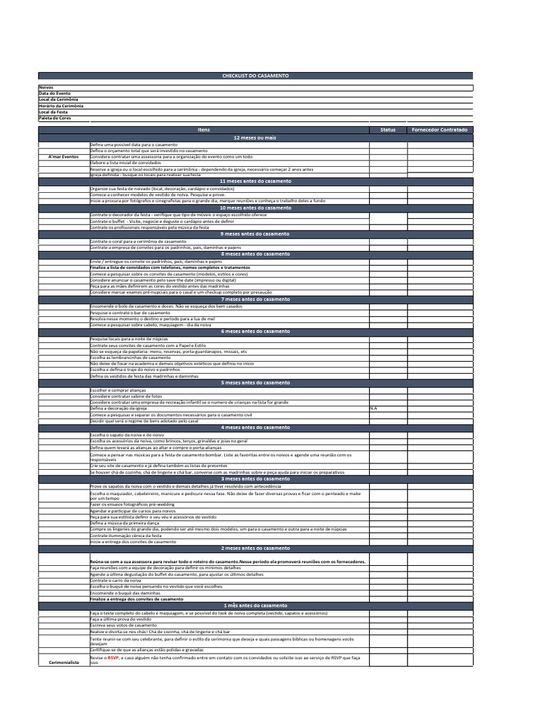 CheckList Completo | PDF | Casamento