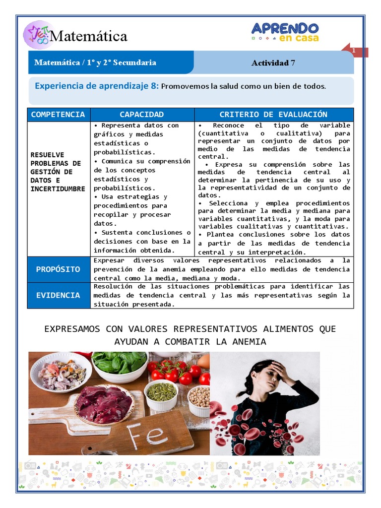 1RA ACTIVIDAD EdA #8 - 18 Al 22 de Octubre - 1RO Y 2DO - Actividad 7 | PDF | Media | Mediana