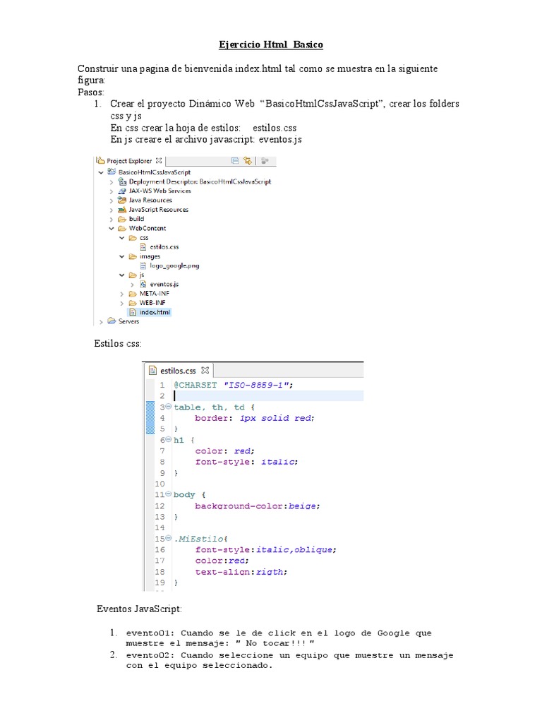 Ejercicio HTML Basico | PDF