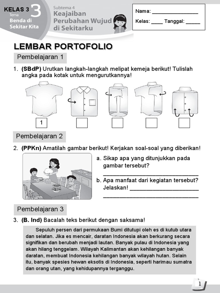 Lembar Portofolio Bupena 3b Tema 3 Sub 4 | PDF