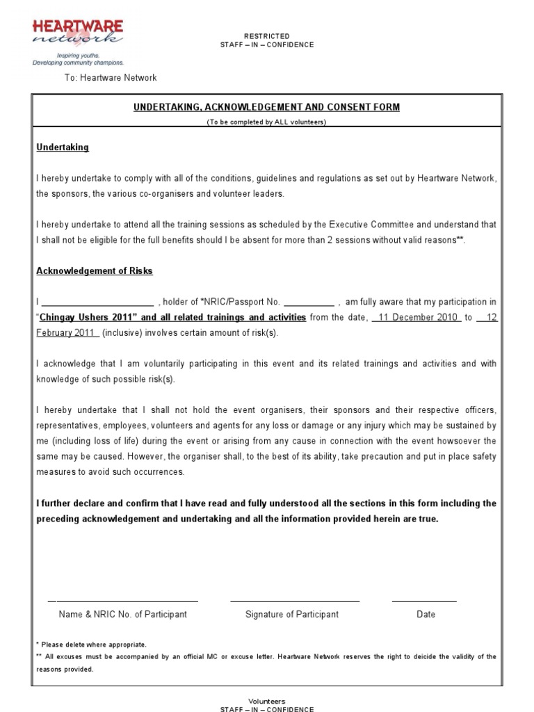 Consent Form For Volunteers | PDF | Consent | Passport