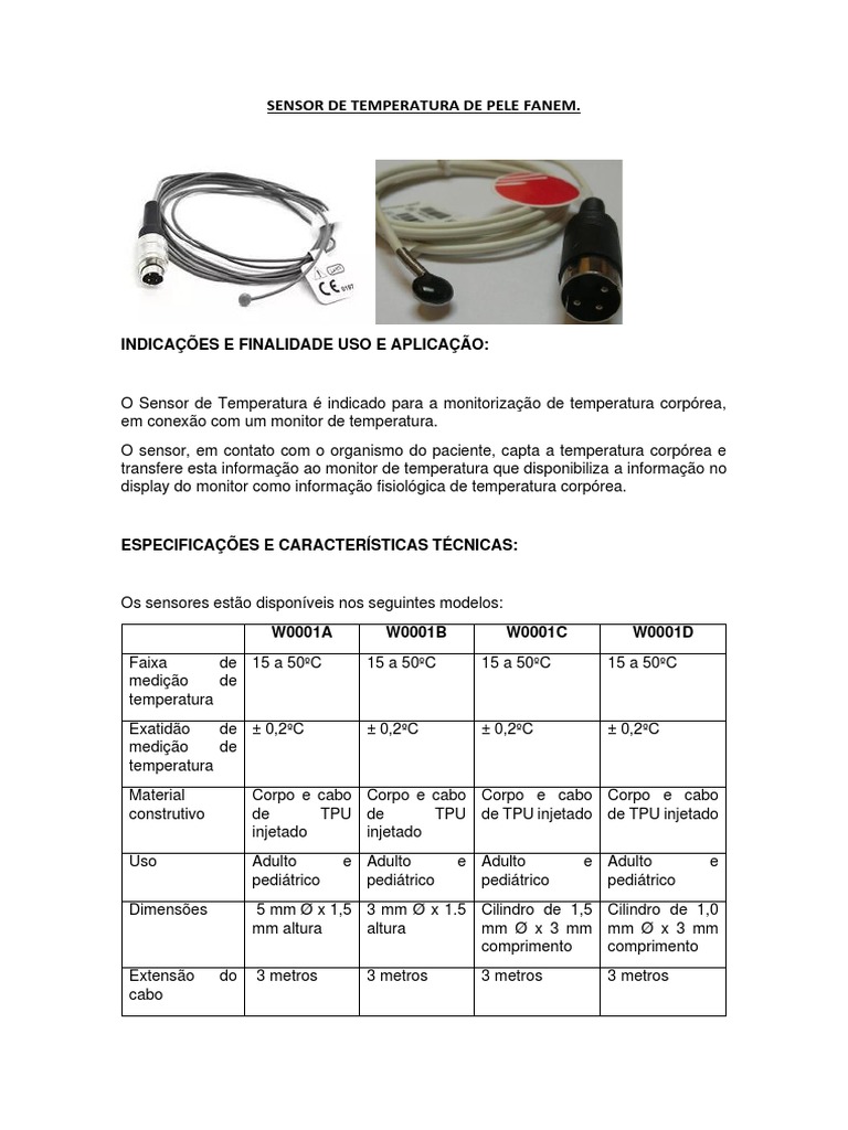 Sensor de Temperatura de Pele Fanem | PDF | Esterilização ...