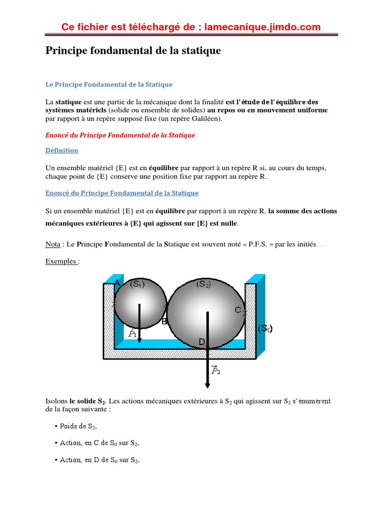Principe Fondamental de La Statique | PDF | Mathématiques | Mécanique