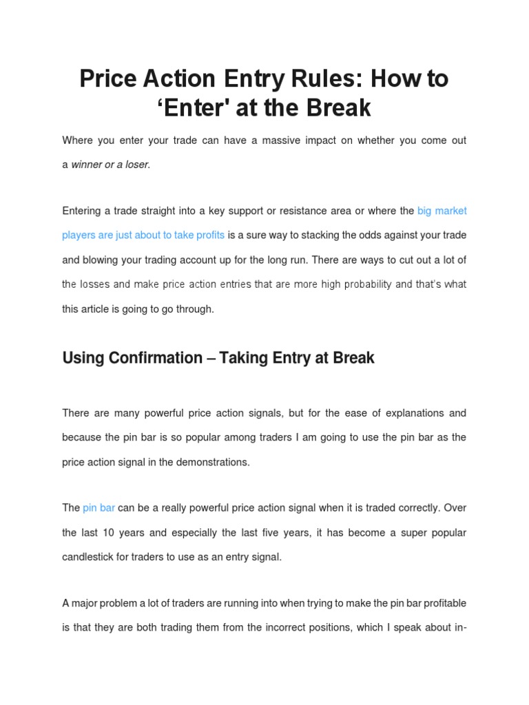 Price Action Entry Rules | PDF | Market (Economics)
